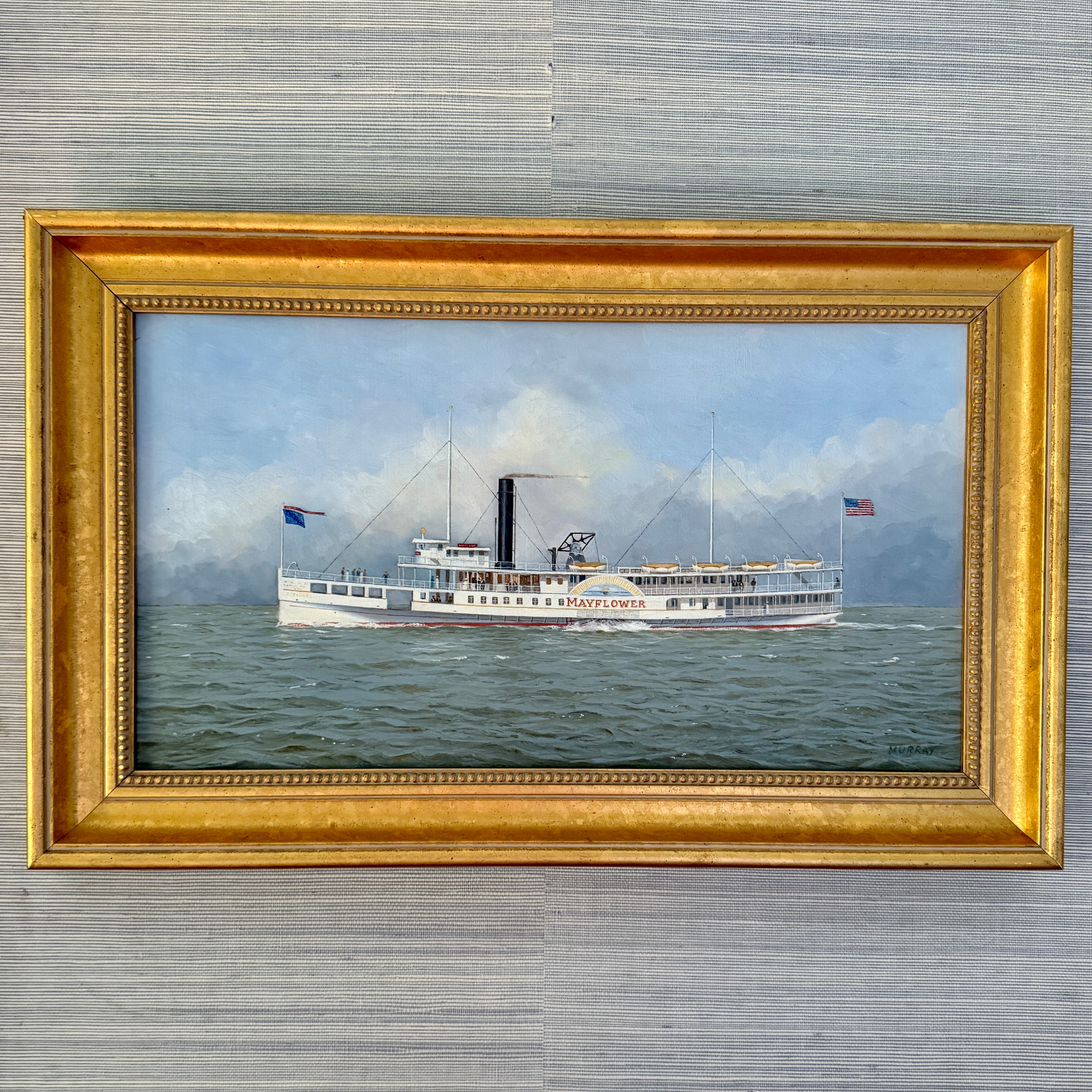 Portrait of the Steamboat Mayflower Oil Painting in Gold Frame ...