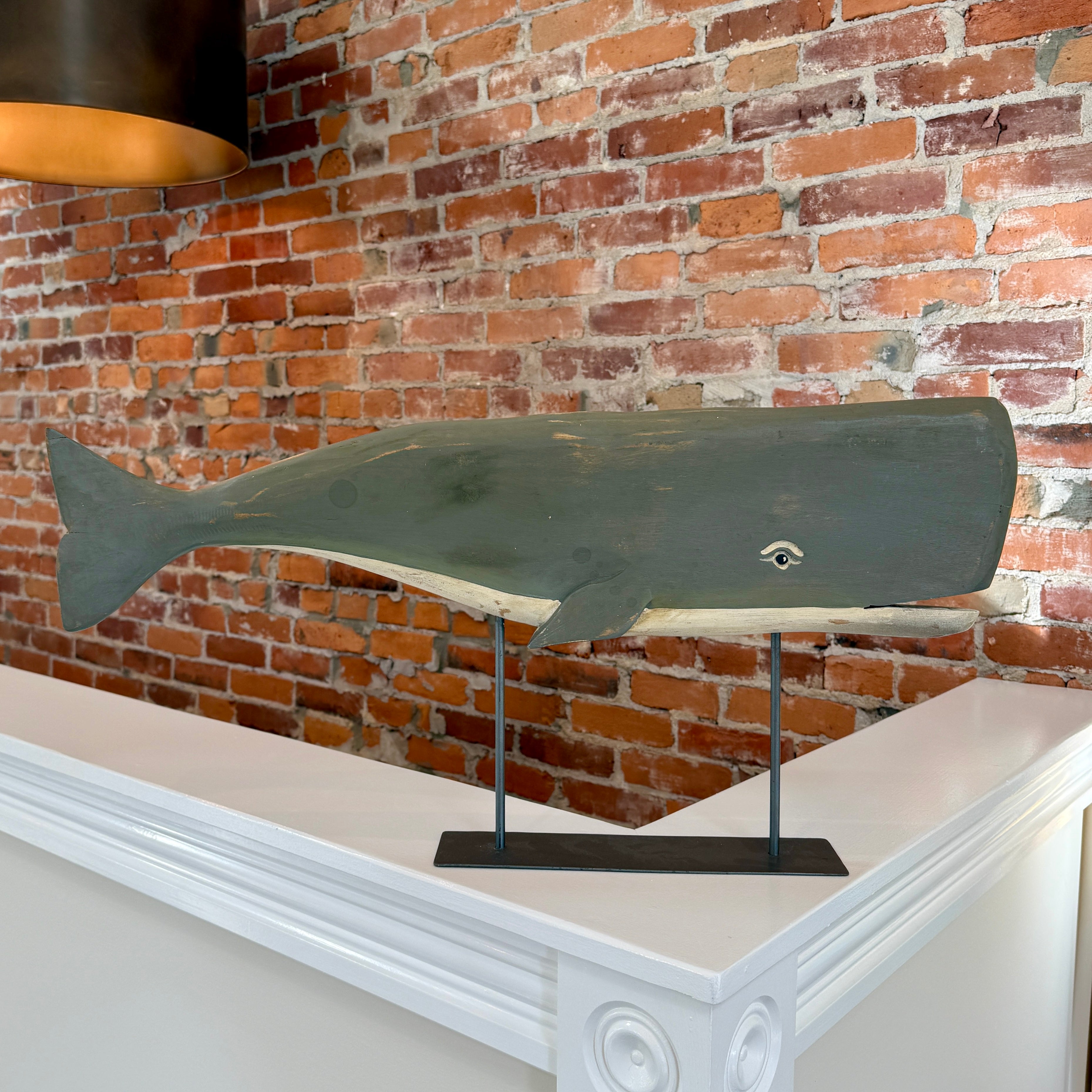 Vintage Hand Carved and Painted Sperm Whale Wood American Folk Art Scu ...