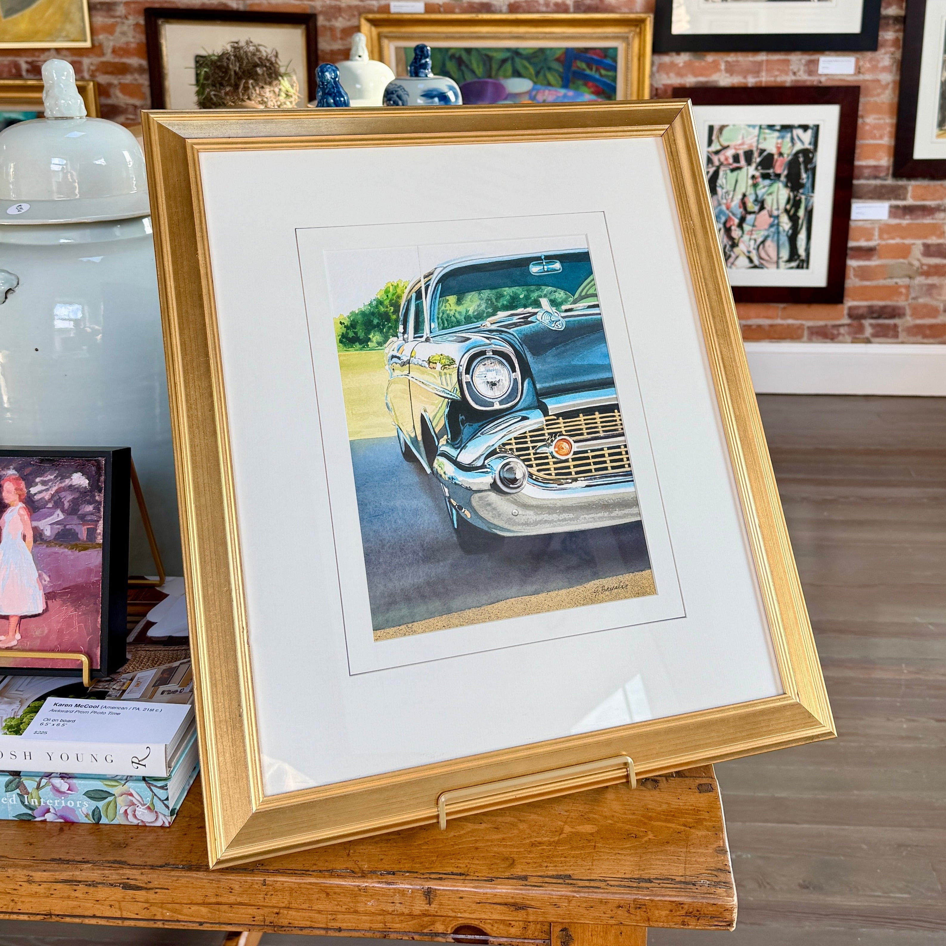 John Bayalis 1958 Chevy Bel Air Realist Watercolor Car Painting in Gol ...
